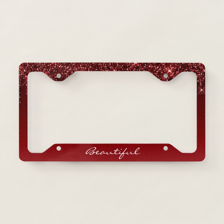 License Plate Frame - (Your Text) Glitter Wine | Zazzle