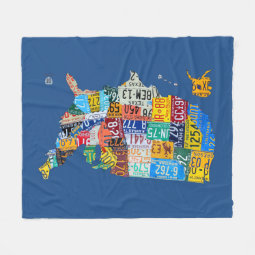 License Plate Map of the USA Blue Fleece Blanket | Zazzle