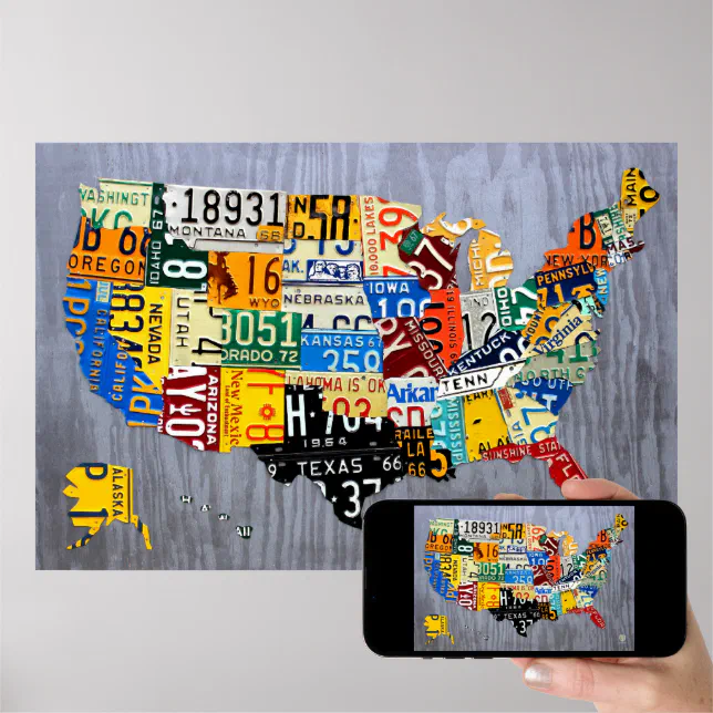 License Plate Map of the USA - Muscle Car Edition Poster | Zazzle