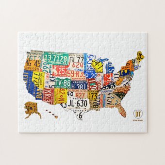 License Plate Map of the USA Puzzle | Zazzle