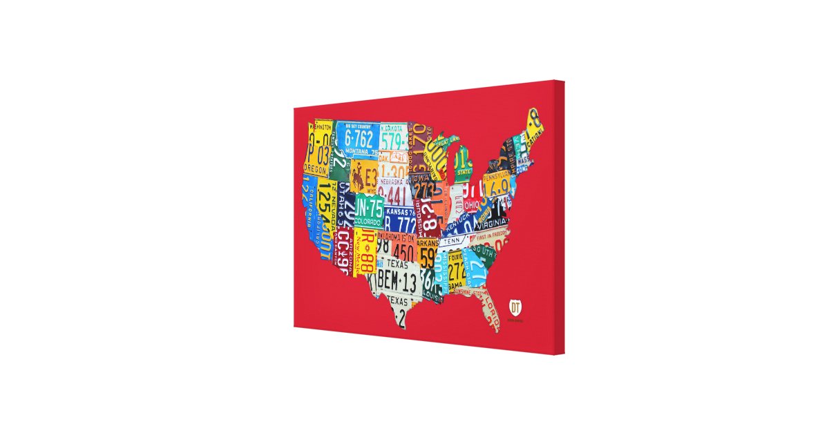 Us License Plate Map Canvas