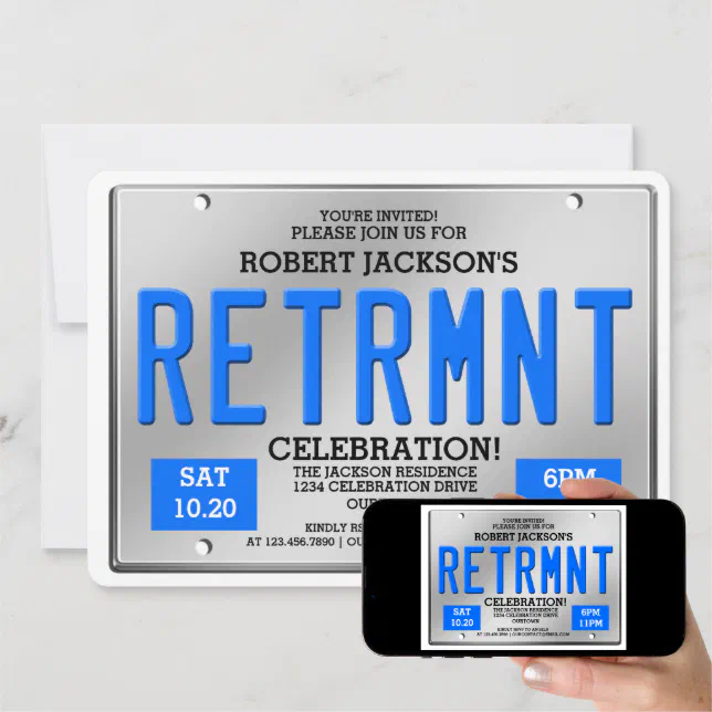 License Plate Retirement Party Invitations | Zazzle