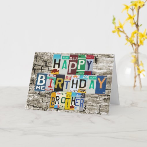 License Plates Brother Birthday Card | Zazzle