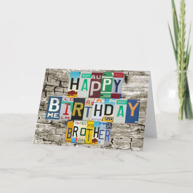 License Plates Brother Birthday Card | Zazzle