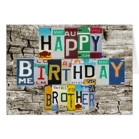 License Plates Brother Birthday Card | Zazzle