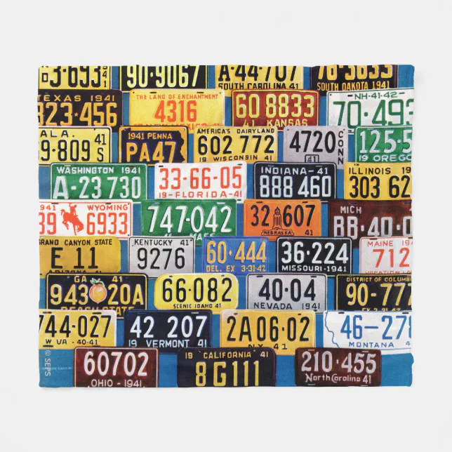 License Plates by H. Wilson Smith Fleece Blanket | Zazzle