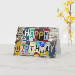 License Plates Happy Birthday Card | Zazzle