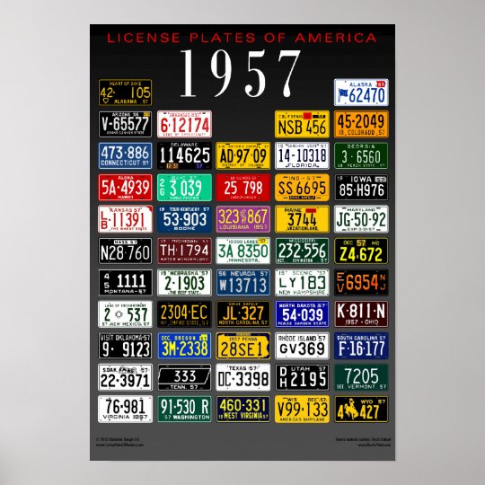 License Plates of America poster - 1957 | Zazzle.com