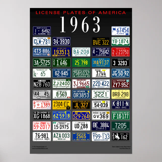 License Plates of America poster - 1963 | Zazzle