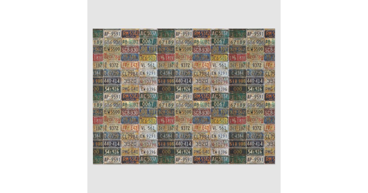 License Plates Tissue or Decoupage Paper | Zazzle