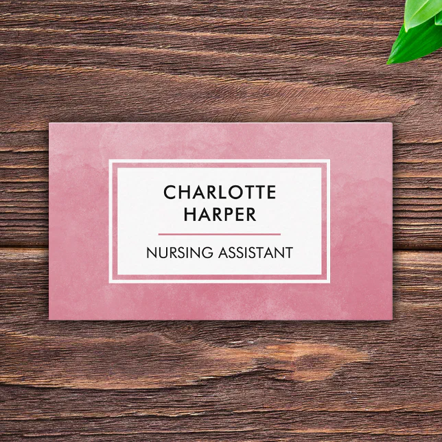 Licensed Medical Nursing Assistant Pink Watercolor Business Card | Zazzle