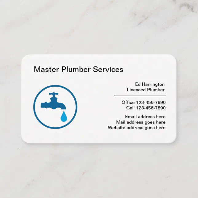 Licensed Modern Plumber Business Cards | Zazzle
