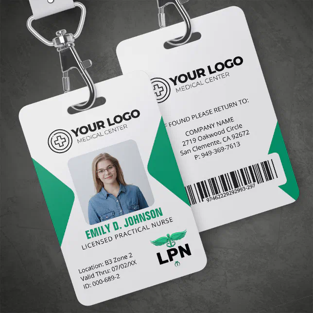 Licensed Practical Nurse LPN Logo Photo & Barcode Badge | Zazzle