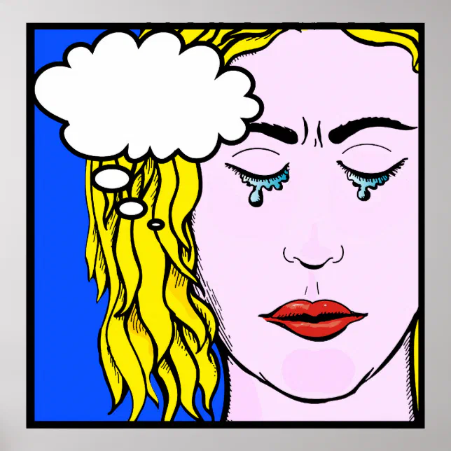 Lichtenstein Style comic lady crying Poster | Zazzle