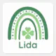 Lida Name Clover Boho Rainbow Square Sticker | Zazzle