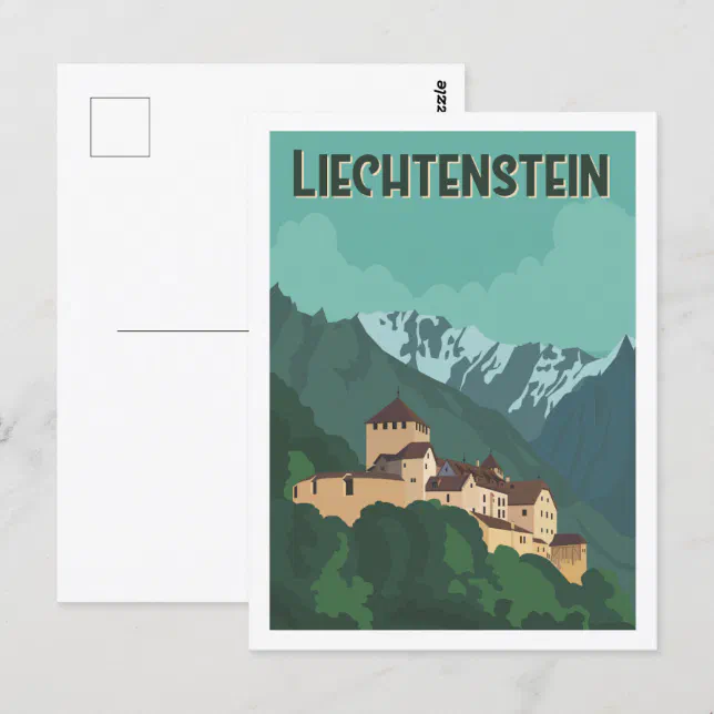 Liechtenstein Famous Travel Place Illustration Postcard | Zazzle