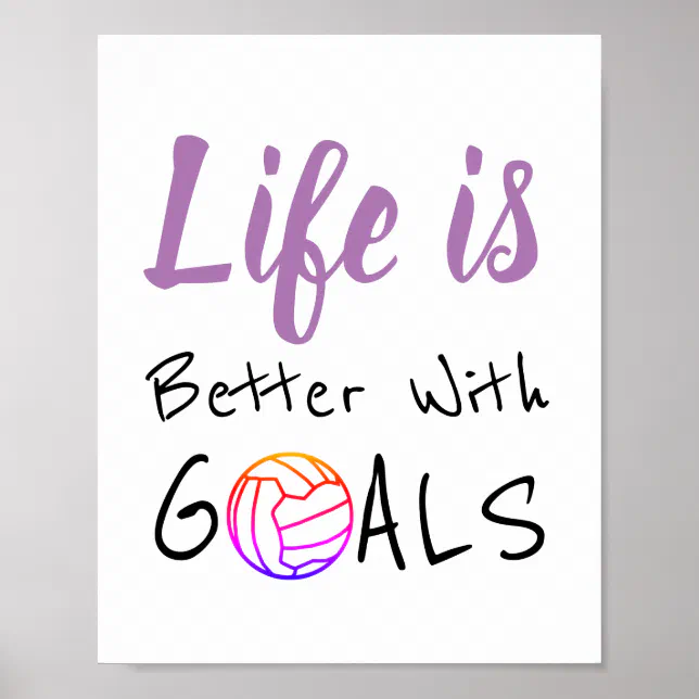 Life And Goals Motivational Netball Quote Poster | Zazzle