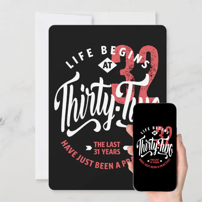 Life Begins at 32 | 32nd Birthday Card | Zazzle