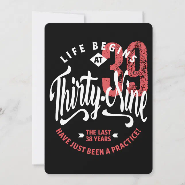 Life Begins at 39 | 39th Birthday Card | Zazzle