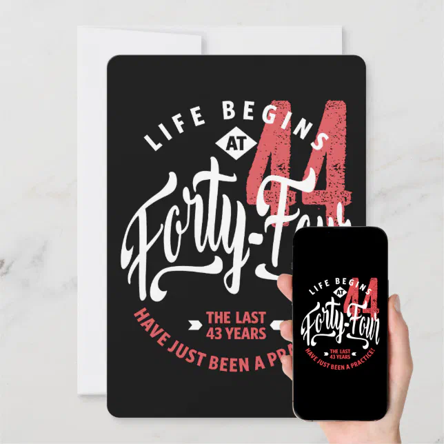 Life Begins at 44 | 44th Birthday Card | Zazzle