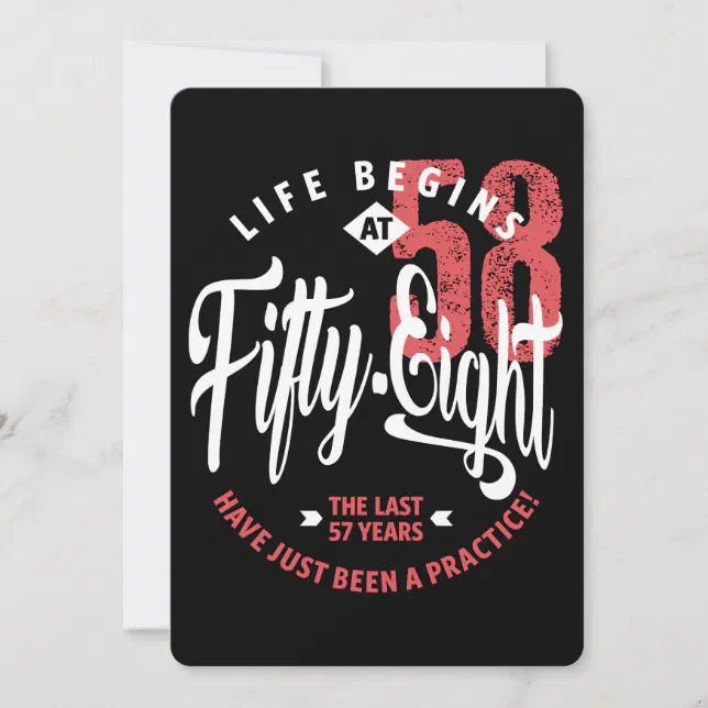 Life Begins at 58 | 58th Birthday Card | Zazzle