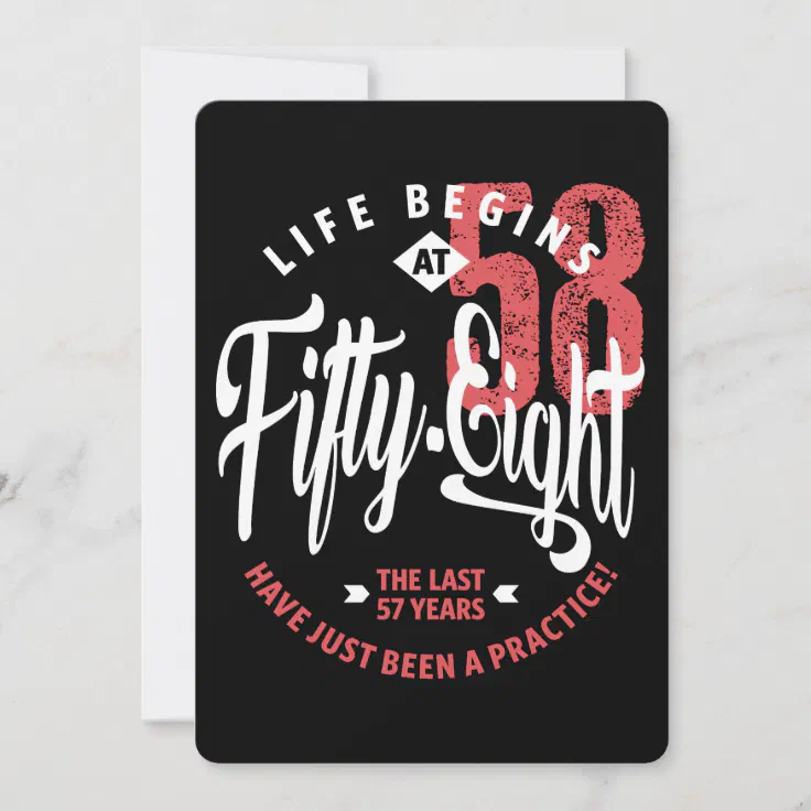 Life Begins at 58 | 58th Birthday Card | Zazzle