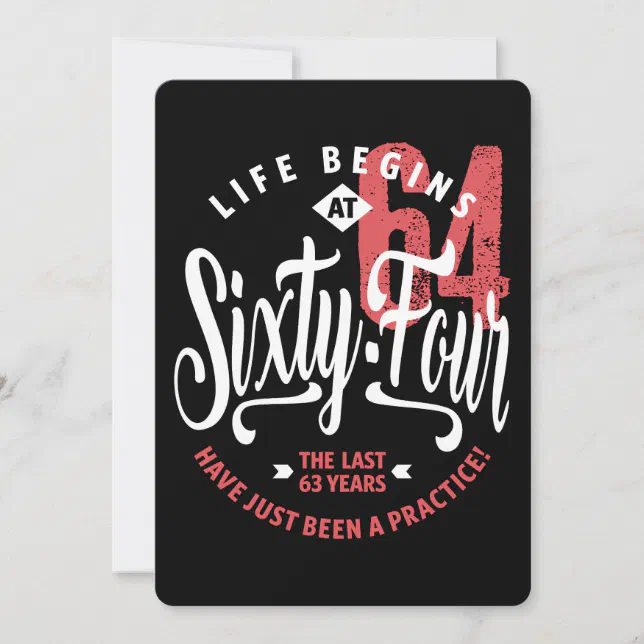 Life Begins at 64 | 64th Birthday Card | Zazzle