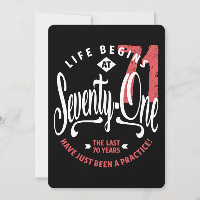 Life Begins at 71 | 71st Birthday Invitation | Zazzle
