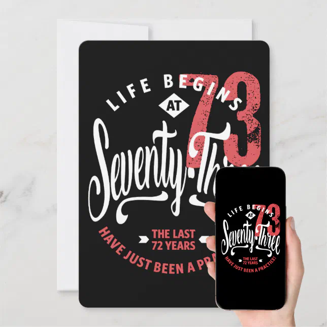 Life Begins at 73 | 73rd Birthday Card | Zazzle
