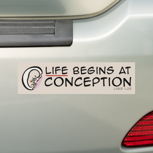 Life Begins At Conception Bumper Sticker | Zazzle