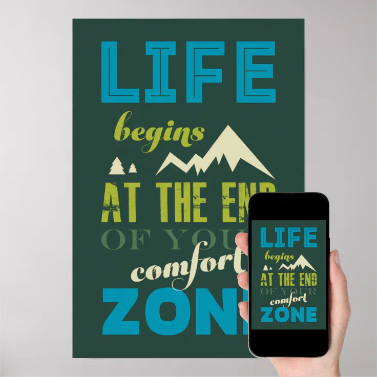 Life begins Inspirational Quote Typography Poster | Zazzle