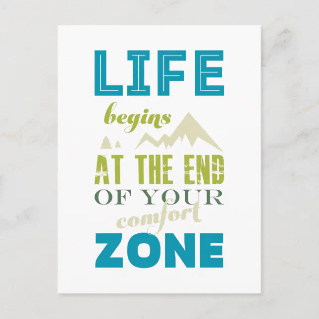 Life begins Inspirational Quote Typography Print Postcard | Zazzle