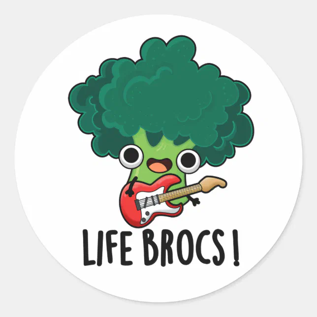 Life Brocs Funny Veggie Broccoli Pun Classic Round Sticker | Zazzle
