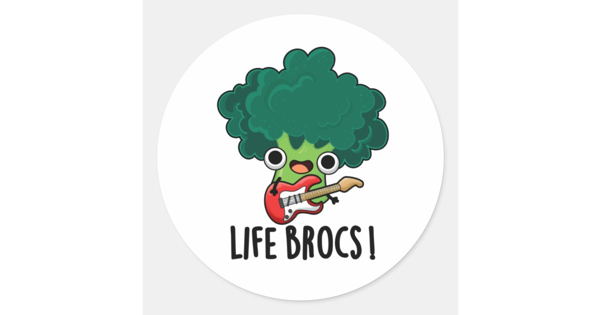 Life Brocs Funny Veggie Broccoli Pun Classic Round Sticker | Zazzle