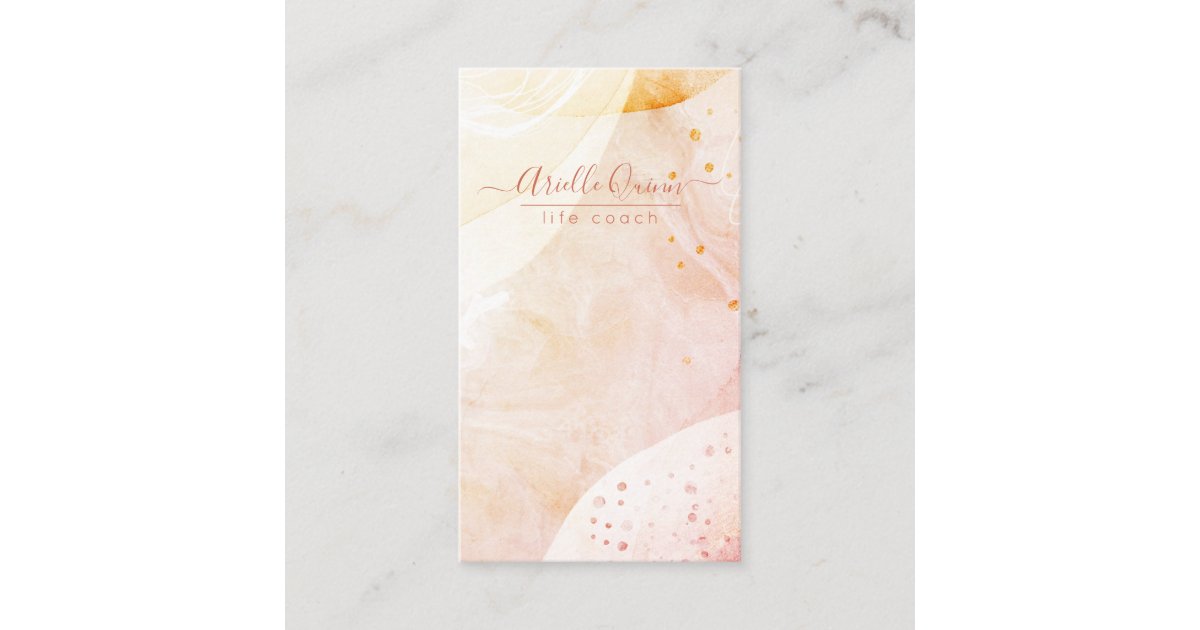 Life Coach Abstract Watercolor Shapes Rose Script Business Card | Zazzle