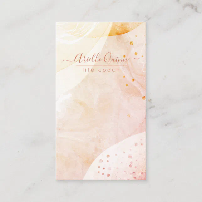 Life Coach Abstract Watercolor Shapes Rose Script Business Card | Zazzle