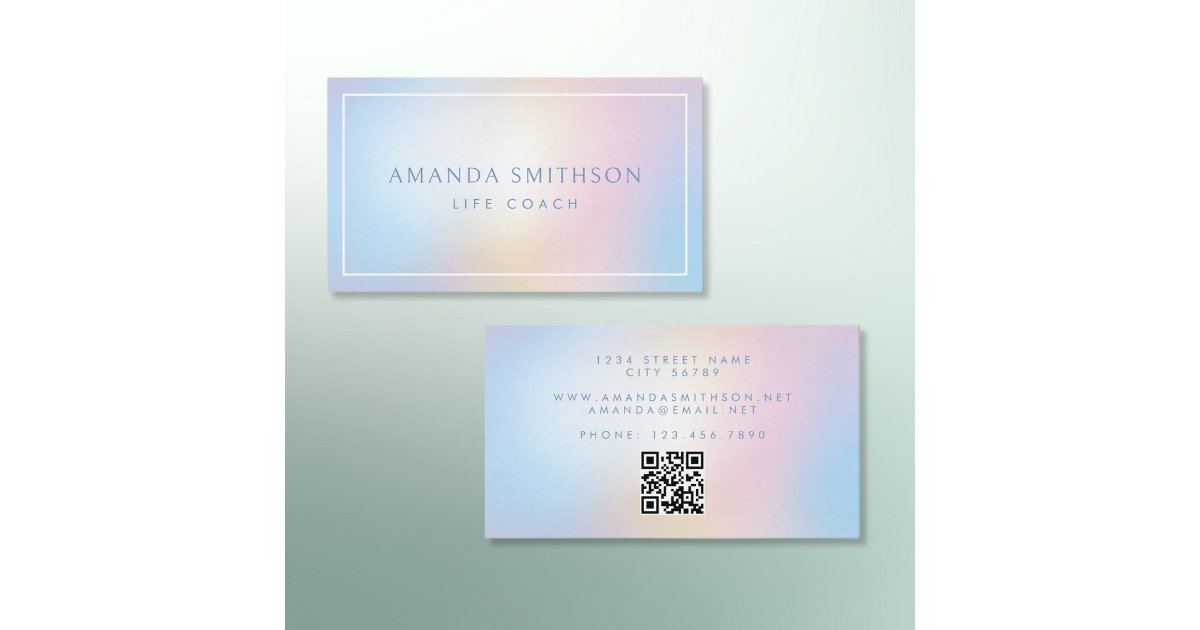 Life Coach Light Soft Gradient QR Code Business Card | Zazzle