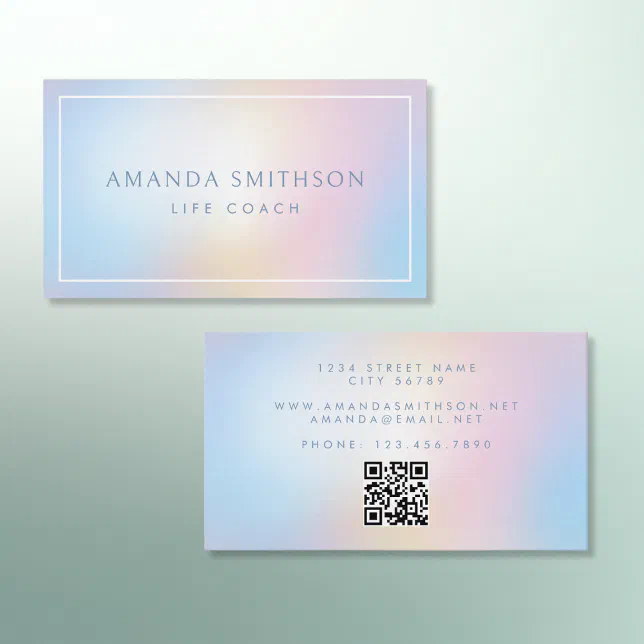 Life Coach Light Soft Gradient QR Code Business Card | Zazzle
