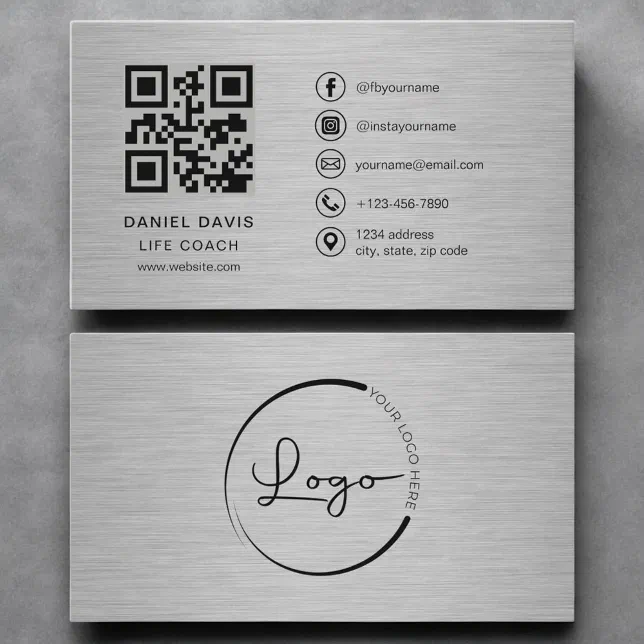 Life Coach Metal QR Code Business Card | Zazzle