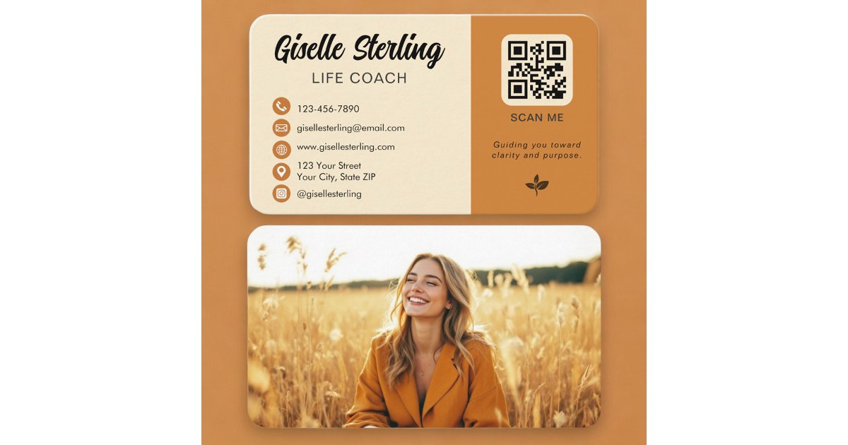 Life Coach QR Code Photo Business Card | Zazzle