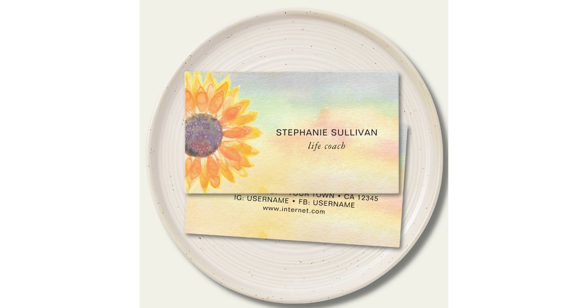 Life Coach QR Code Watercolor Business Card | Zazzle