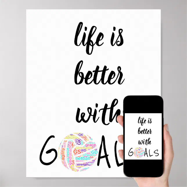 Life Goals Motivational Netball Quote Poster | Zazzle