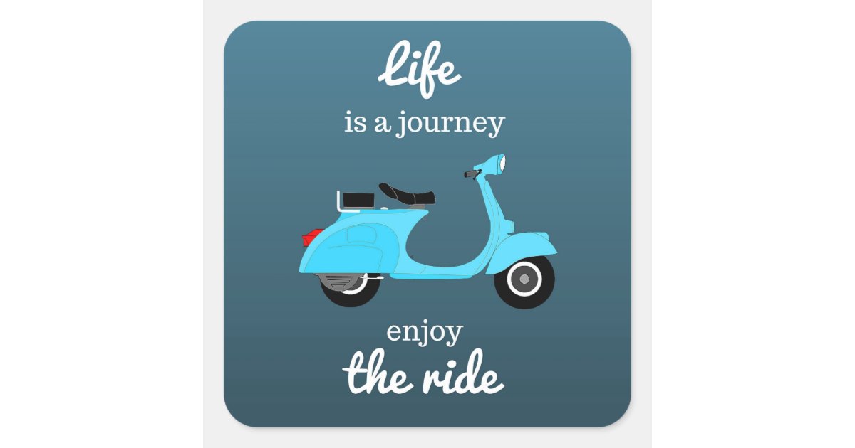 Life Inspirational Quote Blue Ombre Square Sticker | Zazzle