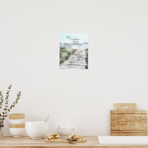 Life is a Balance Inspirational Beach Scene Poster | Zazzle