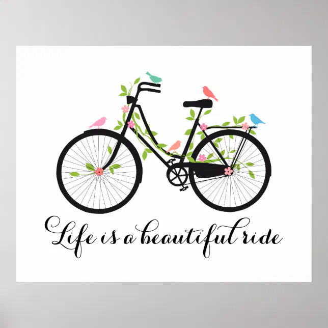 Life is a beautiful ride, vintage bicycle poster | Zazzle