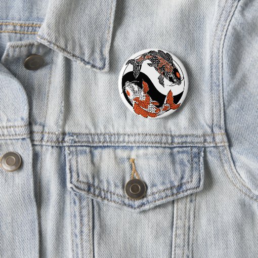 life is about balance. Japanese koi carp fish Button | Zazzle