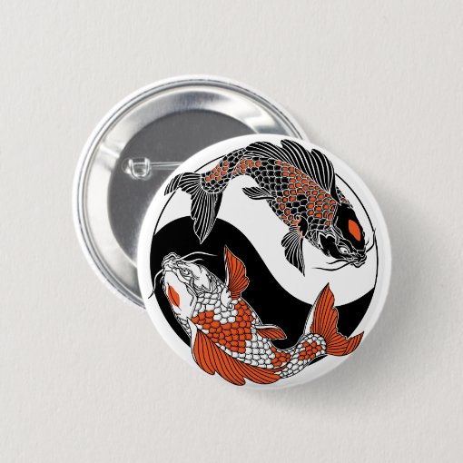 life is about balance. Japanese koi carp fish Button | Zazzle