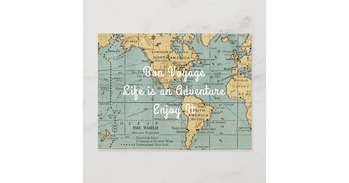 Life is an Adventure Vintage Map | Post Card | Zazzle