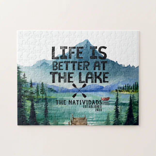 Life is Better at the Lake | Family Name Jigsaw Puzzle | Zazzle