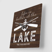 Life is Better at the Lake Family Name Square Wall Clock | Zazzle